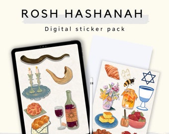 Jewish Holiday Digital Stickers Set PNG Files Rosh Hashanah - Etsy