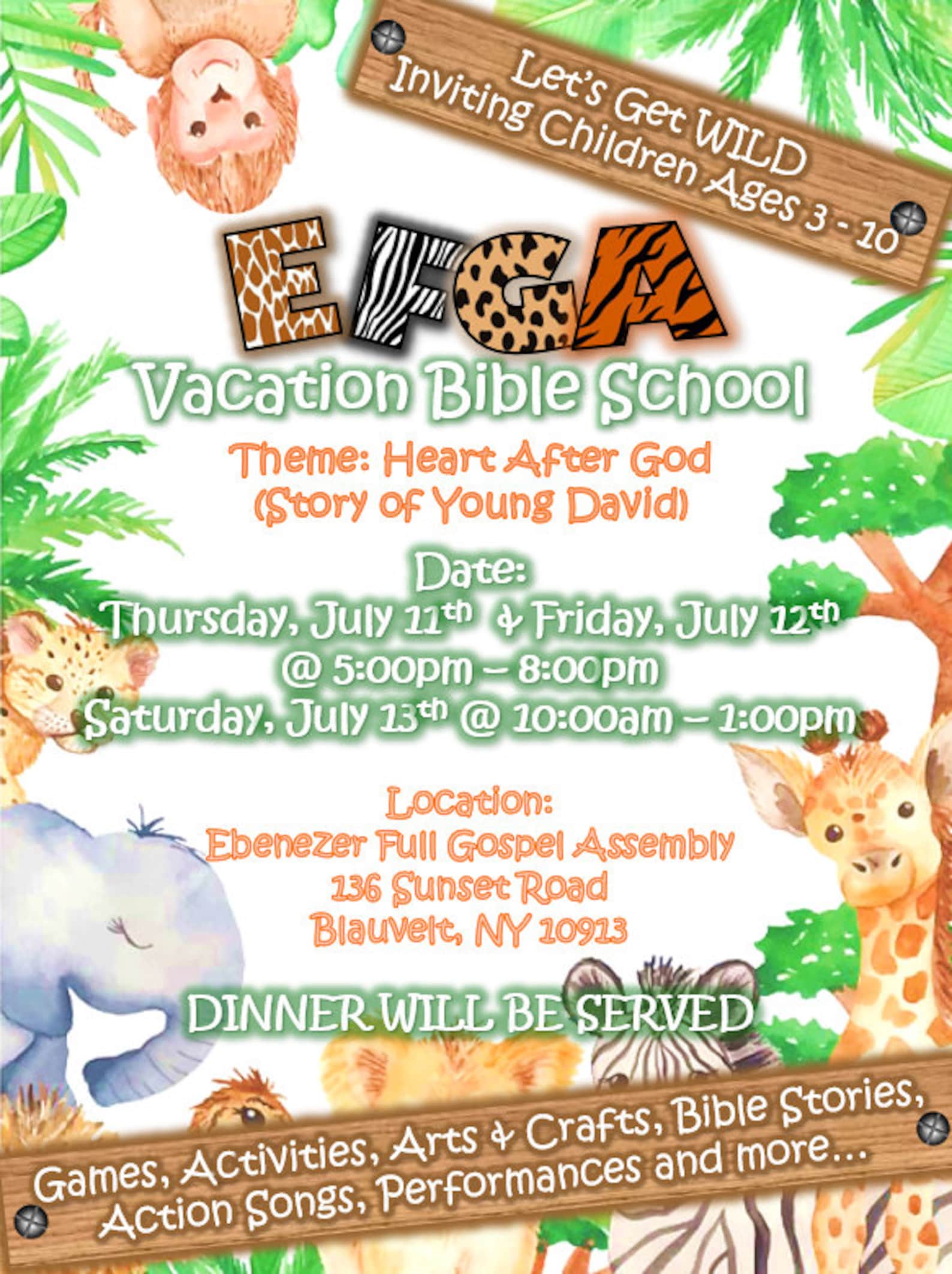 Vacation Bible School, VBS Flyer, Poster, Invitation for Events Let's ...