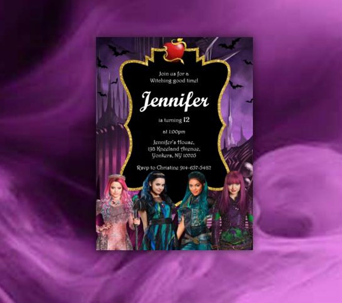 Descendants Invitation, Printable Editable Descendants Birthday Invite ...