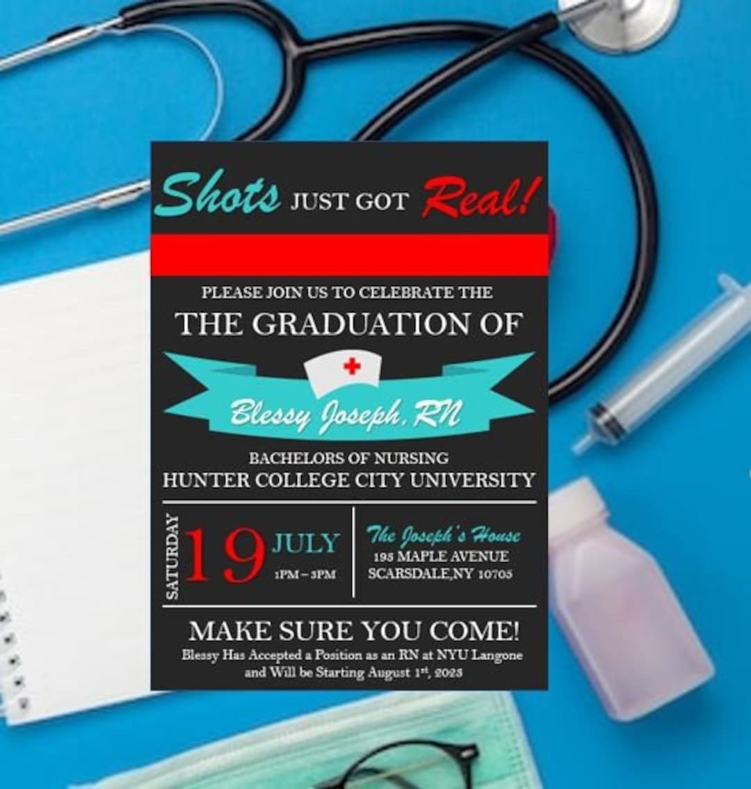 Editable Nurse Graduation Invitation: RN Announcement (digital Download ...