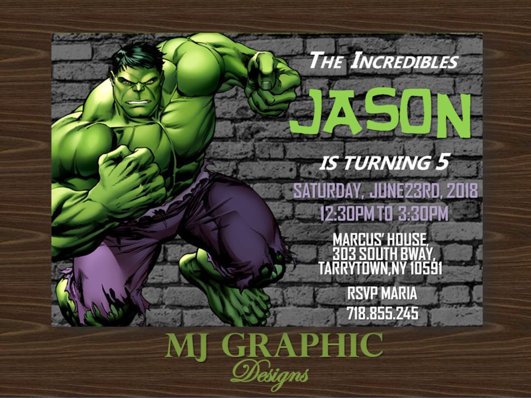 Hulk Birthday Invitation: Superhero Avengers Party (instant Download ...