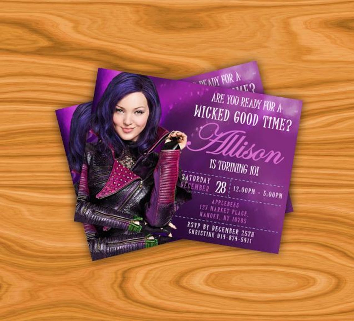 Digital Personalized Birthday Invitation. Descendants Party Invite ...