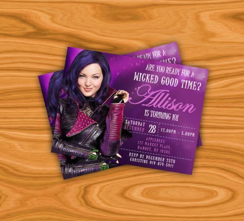 Digital Personalized Birthday Invitation. Descendants Party Invite ...