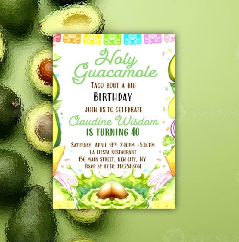 Fiesta Birthday Invitation | Editable Holy Guacamole Mexican Party ...