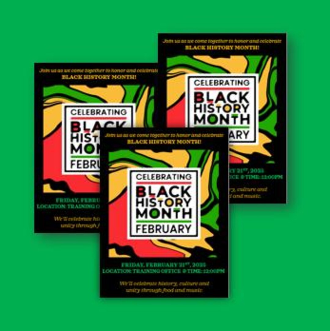 Black History Month Party Invitation Flyer, School and Office ...