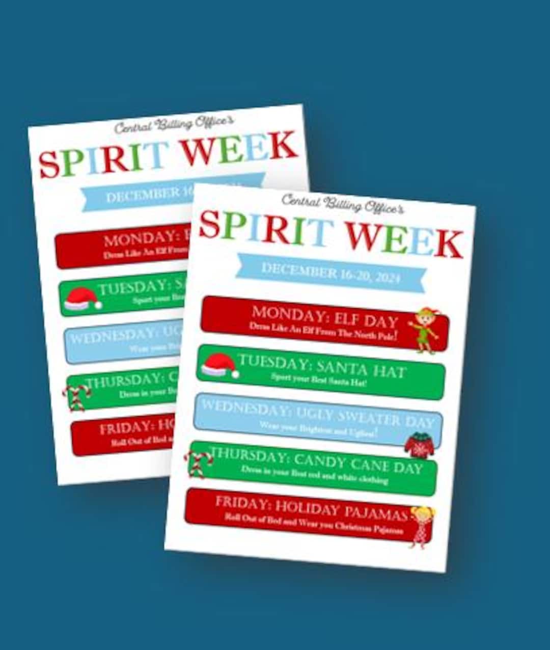 Editable Holiday Christmas Spirit Week Flyer Template, Work Spirit ...