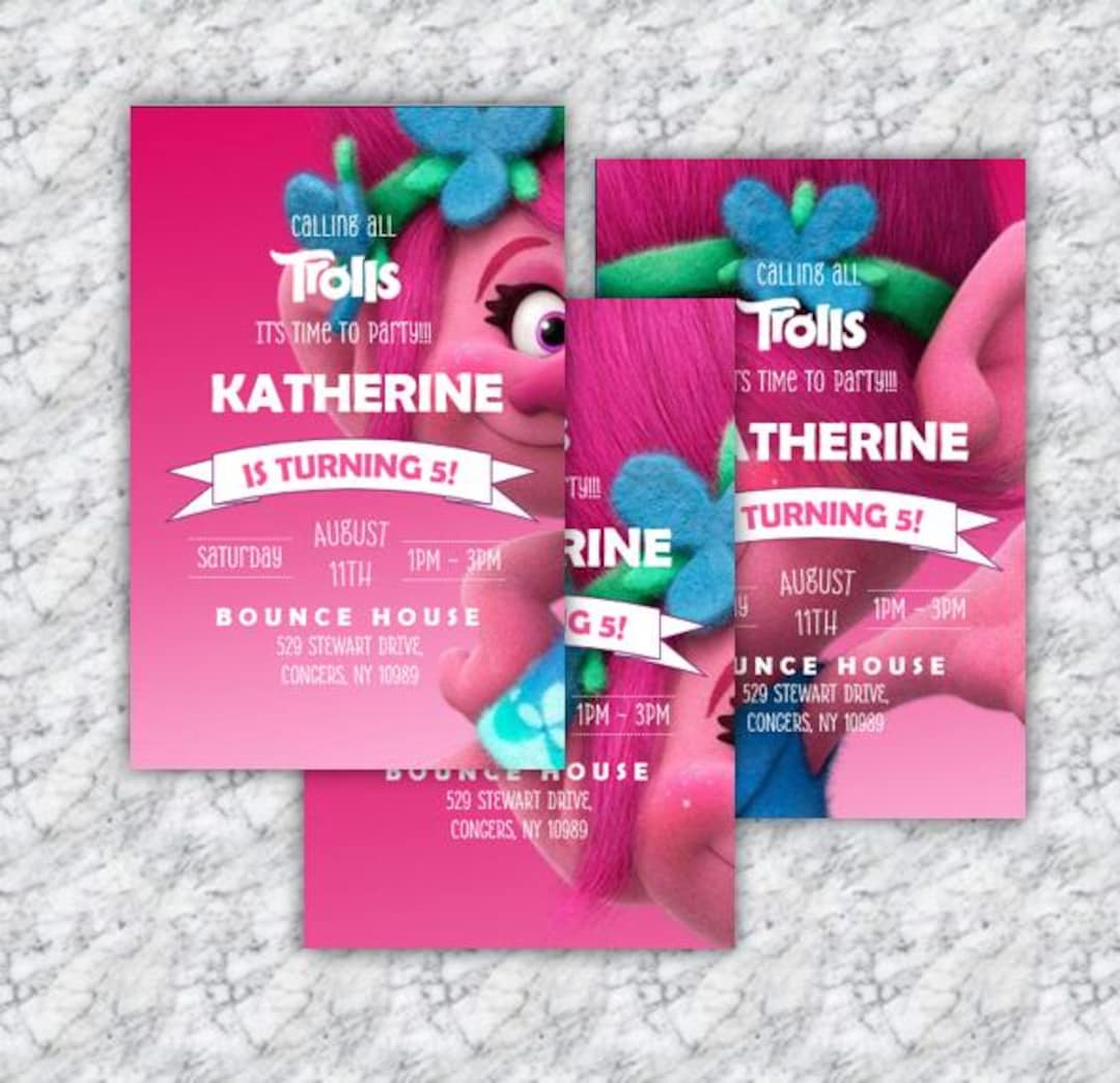 Trolls Invitation, Trolls Birthday Invite Printable, Trolls Craziest ...