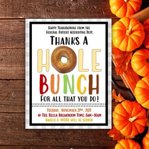 INSTANT DOWNLOAD Printable Thanks a Hole Bunch Bagel Appreciation Sign ...
