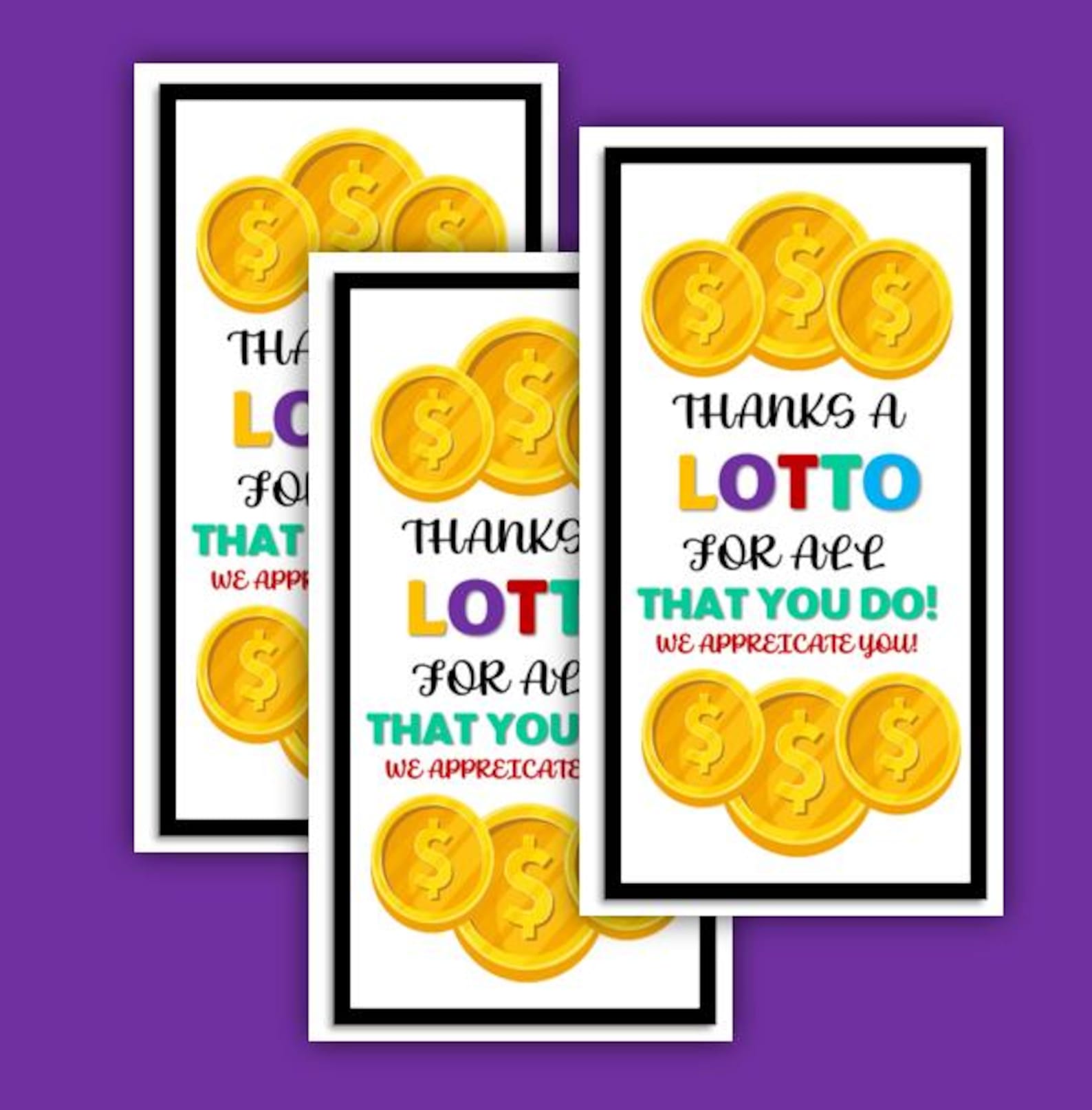 Scratch off Lottery Ticket Gift Tag: Teacher, Nurse, Staff Appreciation ...