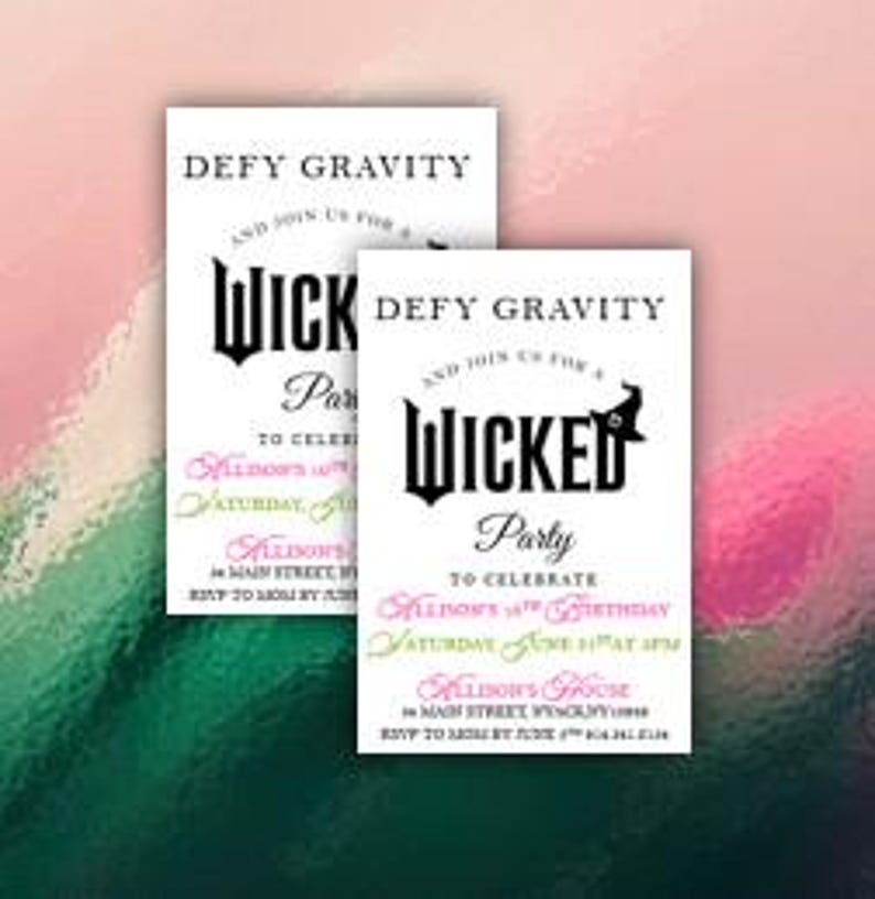 Wicked Party Invitation for Girls Party Theme Editable Invite Pink and ...