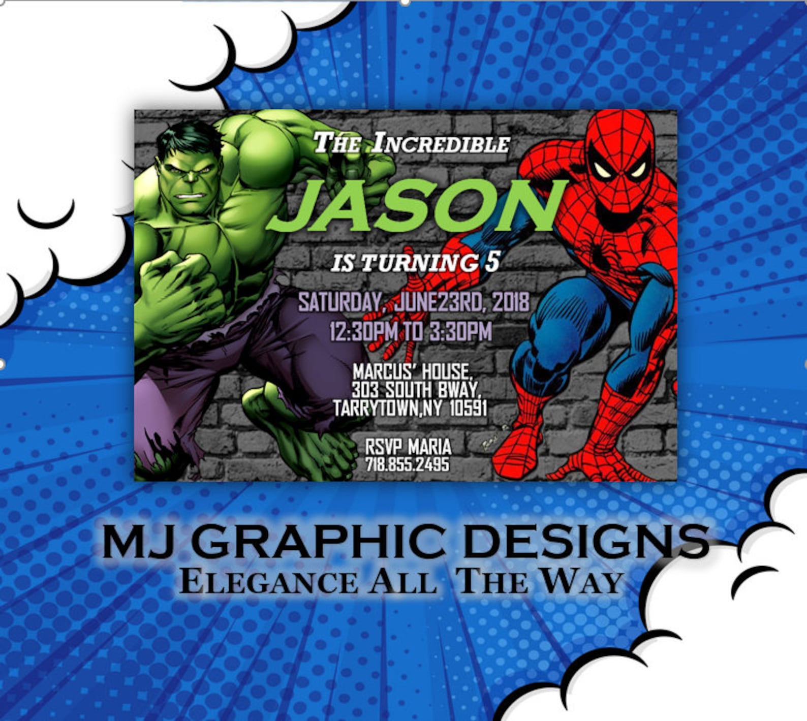 Hulk & Spiderman Birthday Invitation (digital Download) - Etsy