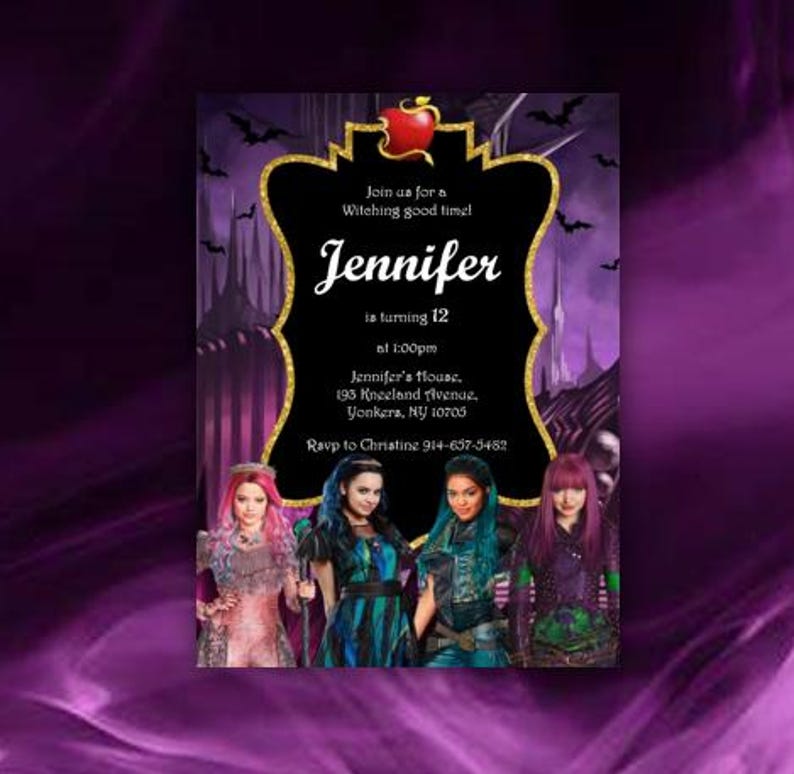 Descendants Invitation, Printable Editable Descendants Birthday Invite ...