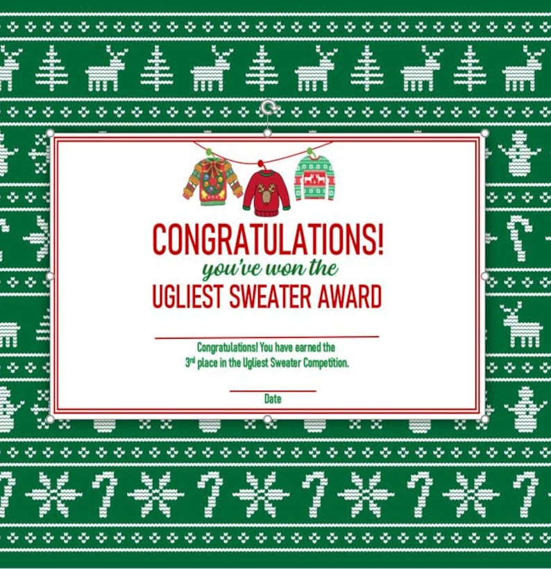 INSTANT DOWNLOAD Ugly Sweater Party Awards, Ugly Sweater Party, Ugly ...