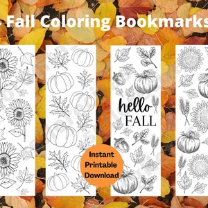 Fall Bookmarks to Color Fall Bookmarks Printable Coloring - Etsy