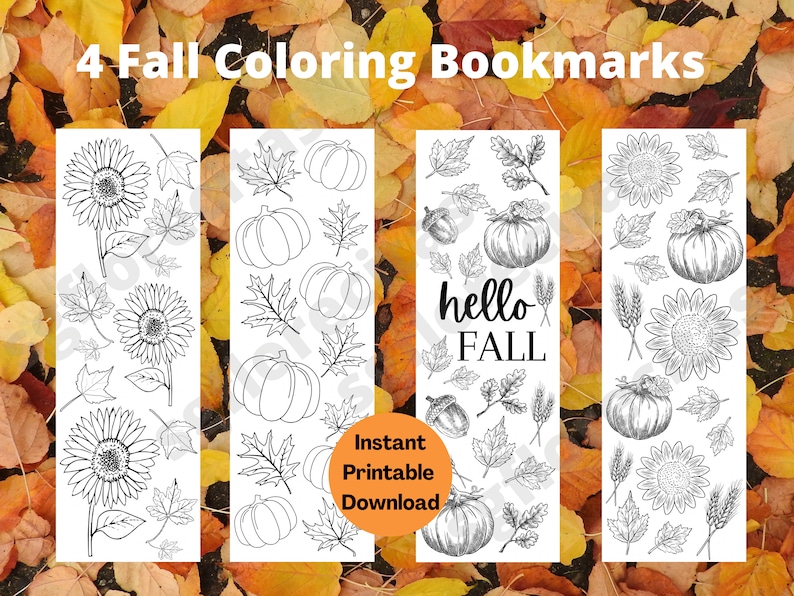 Fall Bookmarks to Color Fall Bookmarks Printable Coloring - Etsy