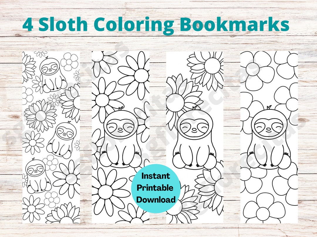 Coloring Bookmarks Printable Sloth Bookmark Cute Bookmarks - Etsy
