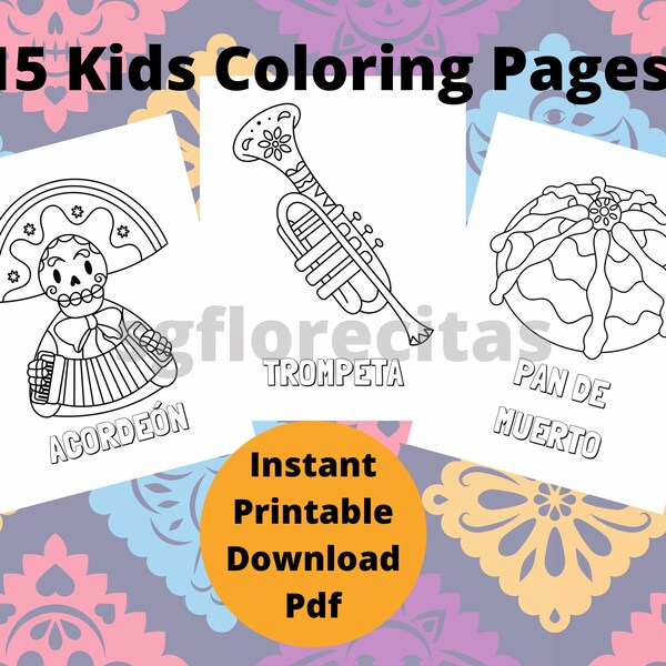 Dia De Los Muertos Coloring Pages - Etsy