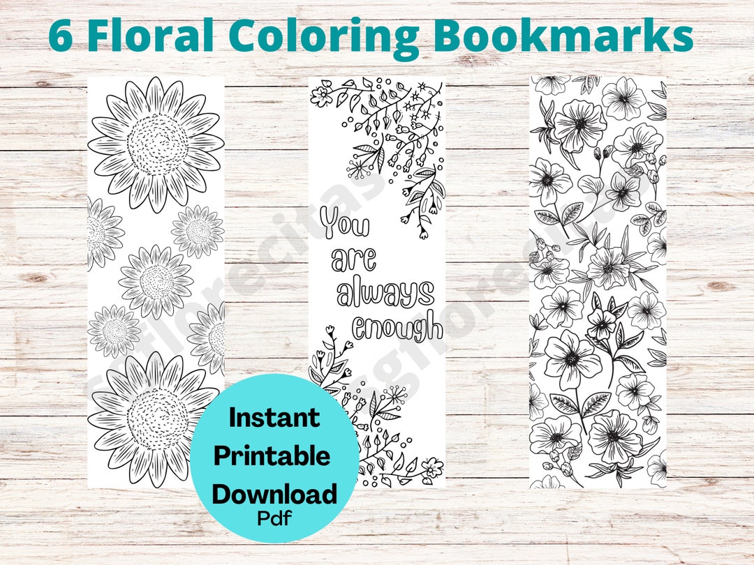 Bookmark Coloring Page, Printable Floral Bookmark, Bookmark Printable ...
