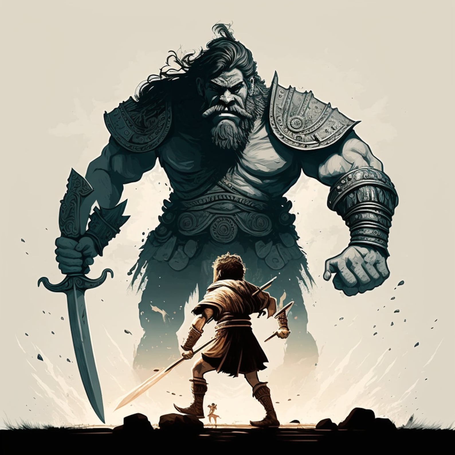 David VS Goliath Minutes Before the Fight Digital Download Art Print ...