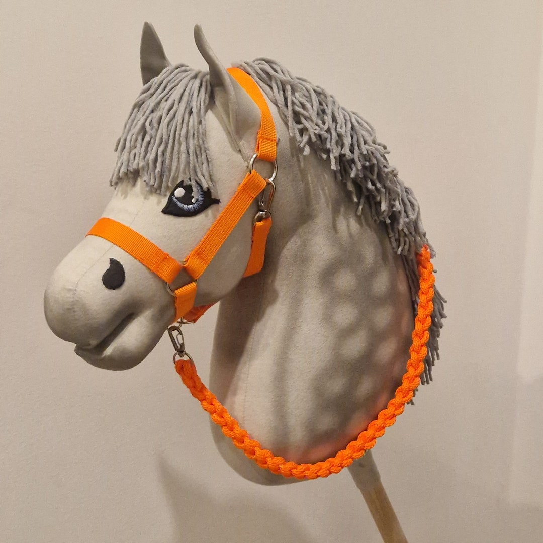 Neon Orange CLASSIC Halter / Collar for Hobby Horse With a Twisted ...
