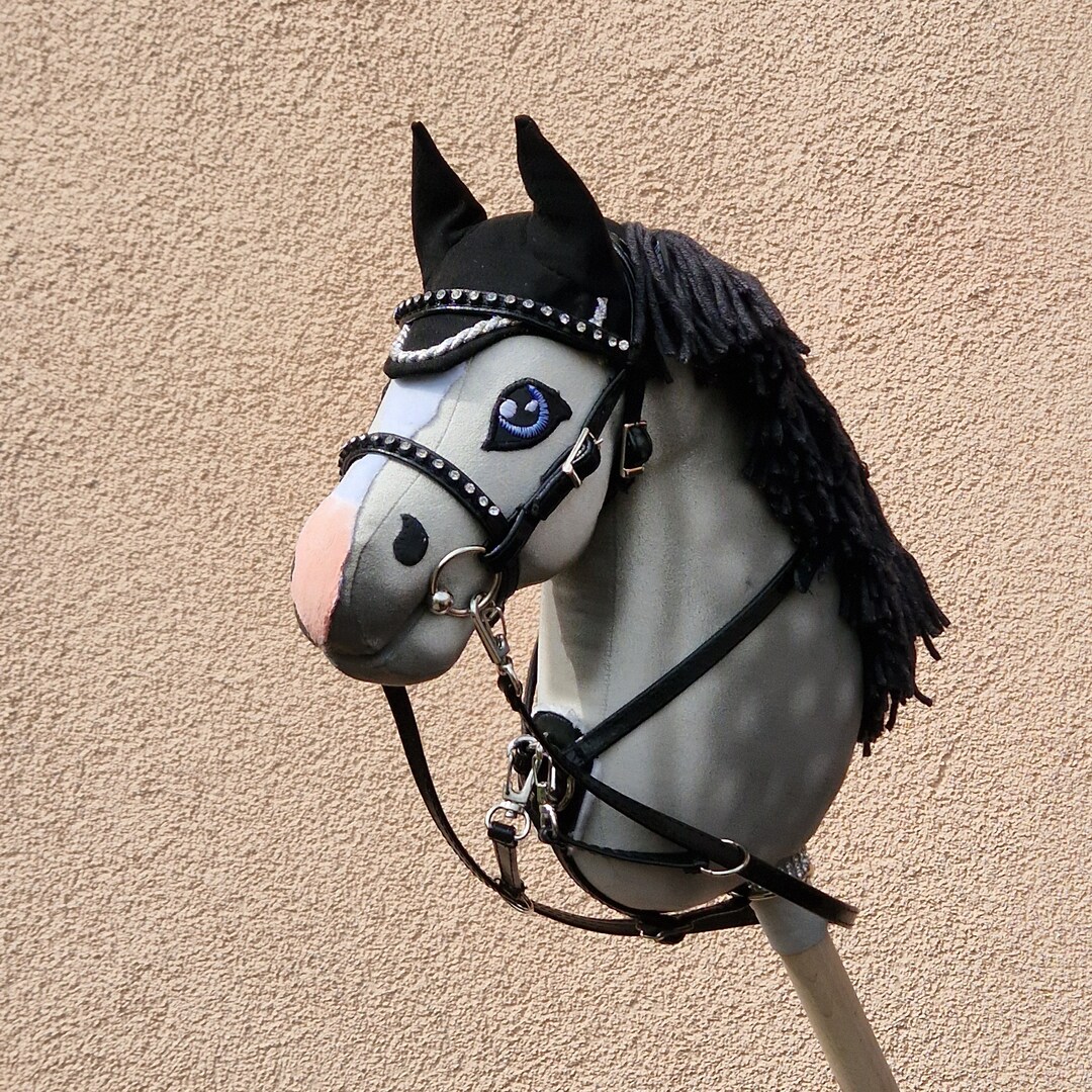 A4 SMALL Size Hobby Horse LIGHT GRAY With Dark Mane Premium With Bridle ...