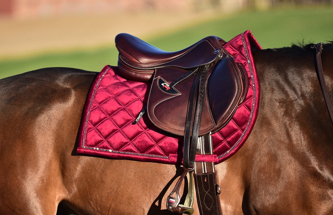 Exclusive BURGUNDY Velvet Saddle Pad With Crystals and Personalization ...
