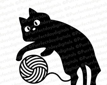 Cat Playing Yarn Svg - Etsy
