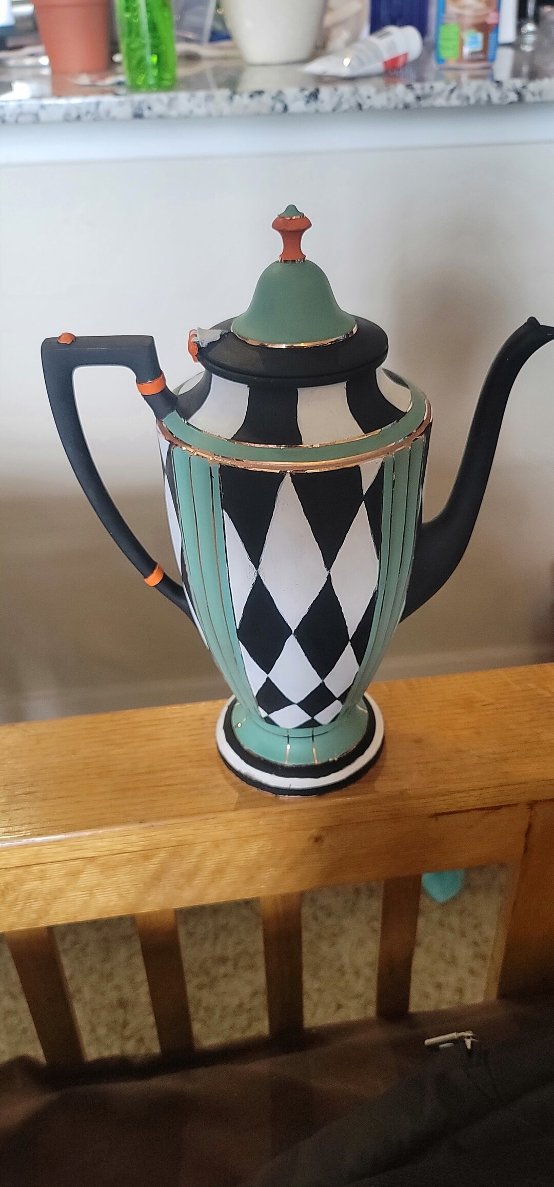Hand Painted Silver Tea Pot Kettle - Etsy