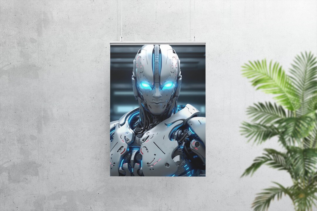 Cyborg, Robot, AI Print Cyborg, Blue Art Print, Blue Cyborg, Human ...