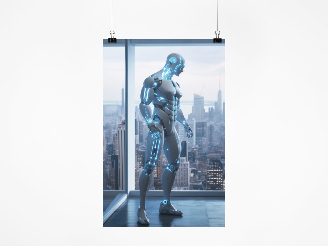 Sentient Robots, Robot, AI Print Sentient Robots, Red Art Print, Red ...