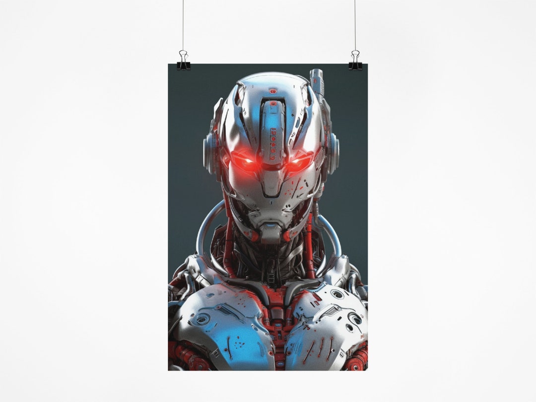 Sentient Robots, Robot, AI Print Sentient Robots, Red Art Print, Red ...