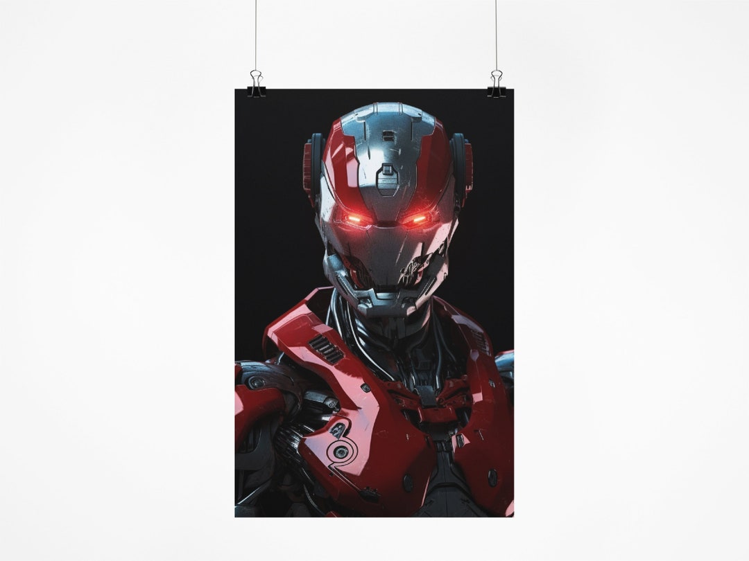 Sentient Robots, Robot, AI Print Sentient Robots, Red Art Print, Red ...