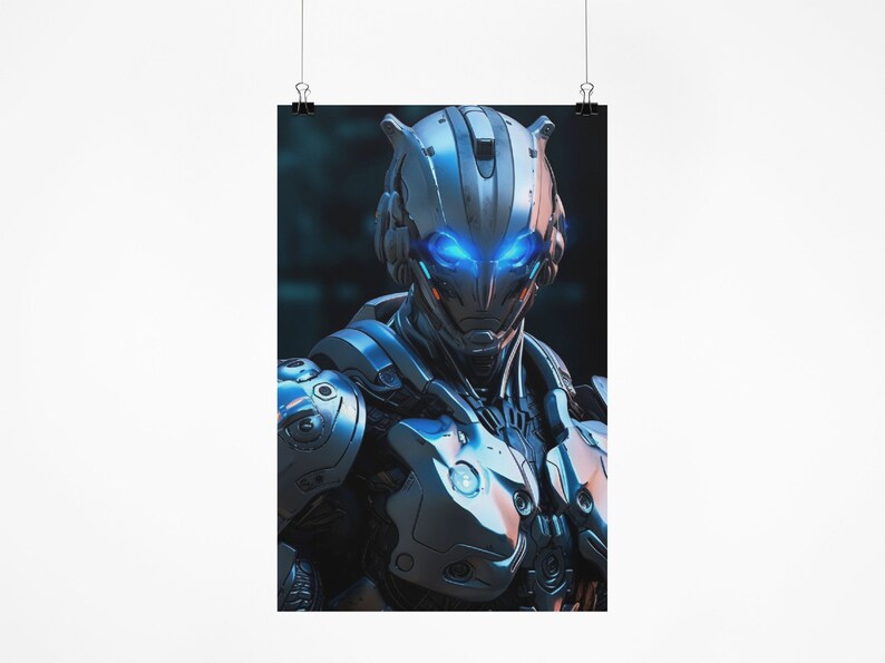 Sentient Robots, Robot, AI Print Sentient Robots, Blue Art Print, Blue ...