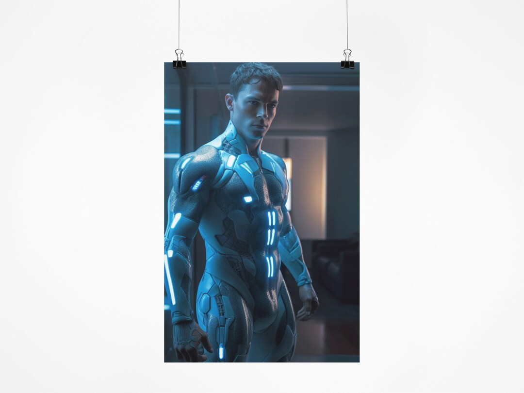 Cyborg, Robot, AI Print Cyborg, Blue Art Print, Blue Cyborg, Human ...
