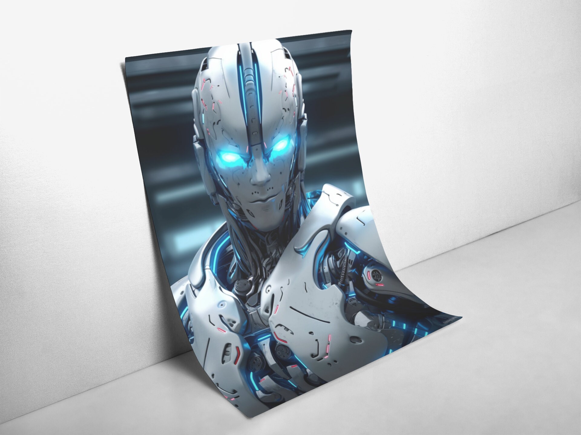 Cyborg, Robot, AI Print Cyborg, Blue Art Print, Blue Cyborg, Human ...