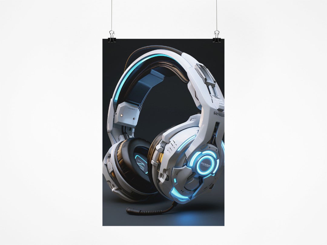 Hyper-realistic Sci-fi Headset Art - Dynamic Energy in Luminous Colors ...