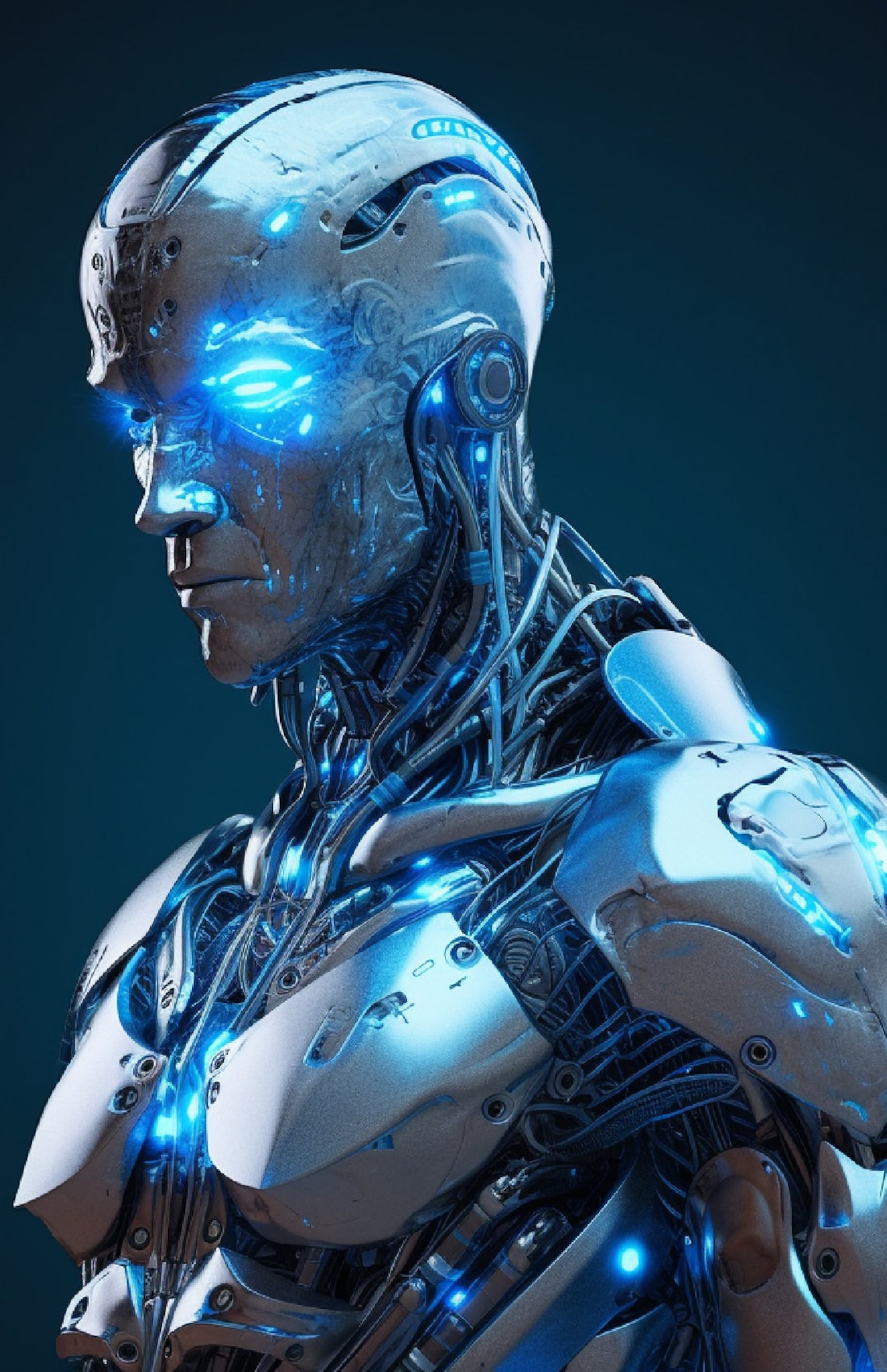 Sentient Robots, Robot, AI Print Sentient Robots, Blue Art Print, Blue ...