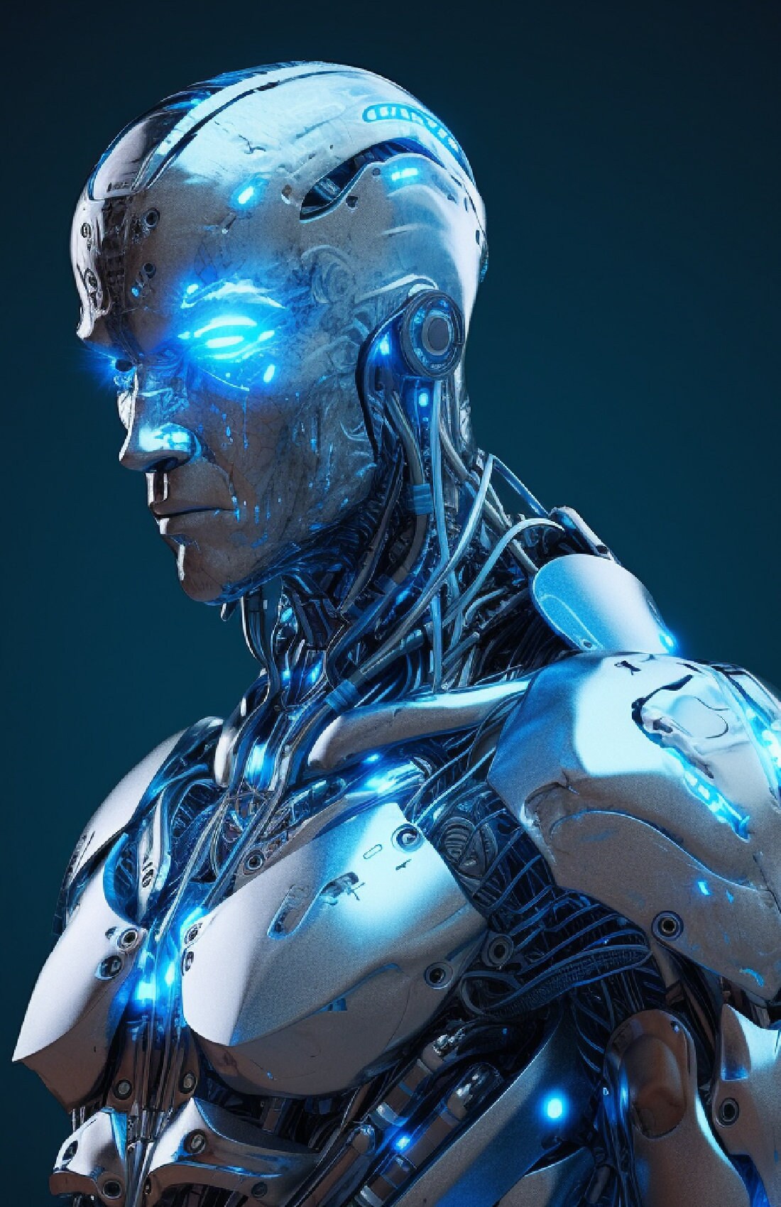 Sentient Robots, Robot, AI Print Sentient Robots, Blue Art Print, Blue ...