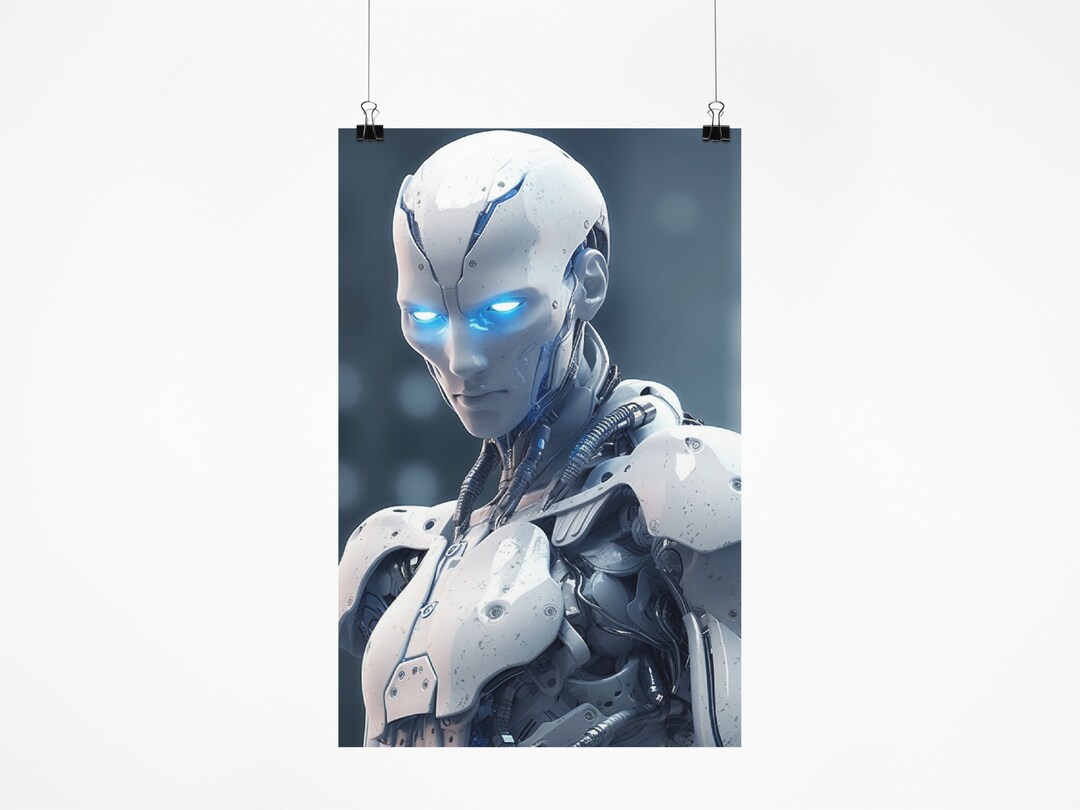 Sentient Robots, Robot, AI Print Sentient Robots, Blue Art Print, Blue ...