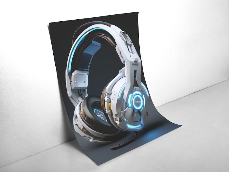Hyper-realistic Sci-fi Headset Art - Dynamic Energy in Luminous Colors ...