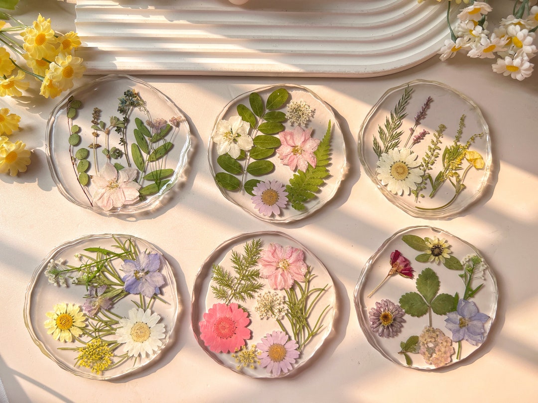 Natural Flowers Coasters,colorful Pressed Real Flowers Outdoor Coasters ...