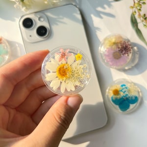 Natural Flowers Phone Grip,transparent Folding Phone Holder,pressed ...