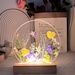 Timeinhand|natural Flowers Night Light With Wood Base,colorful Pressed ...