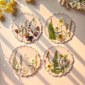 Natural Flowers Coasters,colorful Pressed Real Flowers Outdoor Coasters ...