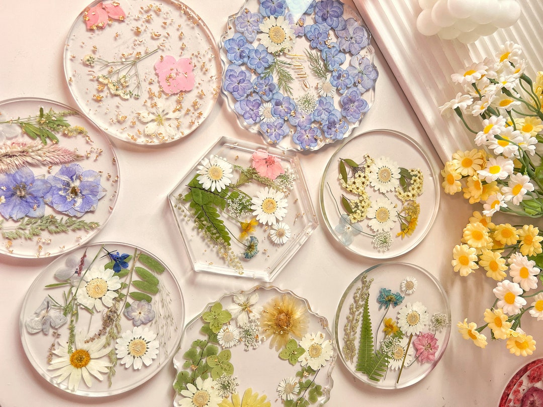 Natural Flowers Coasters,colorful Pressed Real Flowers Outdoor Coasters ...