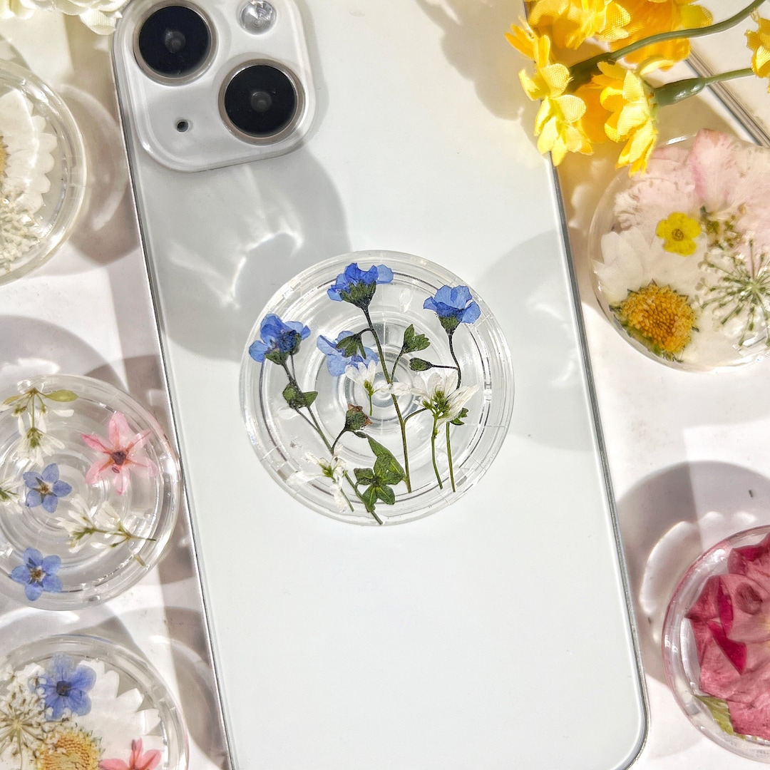 Natural Daisy Flowers Phone Grip,transparent Folding Phone Holder ...