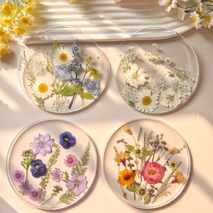 Natural Flowers Coasters,colorful Pressed Real Floral Outdoor Coaster ...