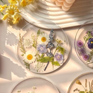 Natural Flowers Coasters,colorful Pressed Real Floral Outdoor Coaster ...