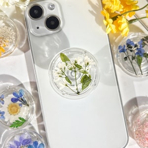 Natural Pink Flowers Phone Grip,transparent Folding Phone Holder ...