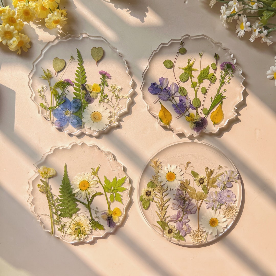 Natural Flowers Coasters,colorful Pressed Real Flowers Outdoor Coasters ...